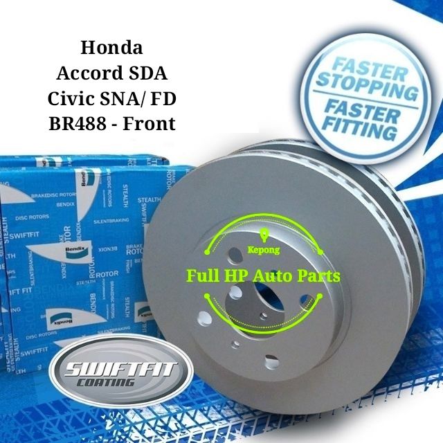 Original Bendix Swiftfit BR488 Front Rear Disc Rotor - H/D Accord SDA ...