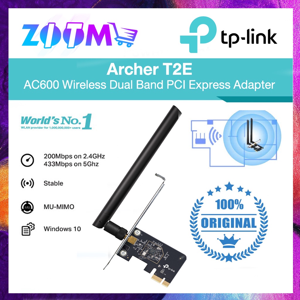 TP-LINK ARCHER T2E AC600 WIRELESS DUAL BAND PCI EXPRESS ADAPTER WIFI ...