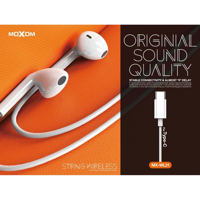 MOXOM MX-WL31 STRING WIRELESS Music V5.0 EARPHONE FOR TYPE-C Superior ...