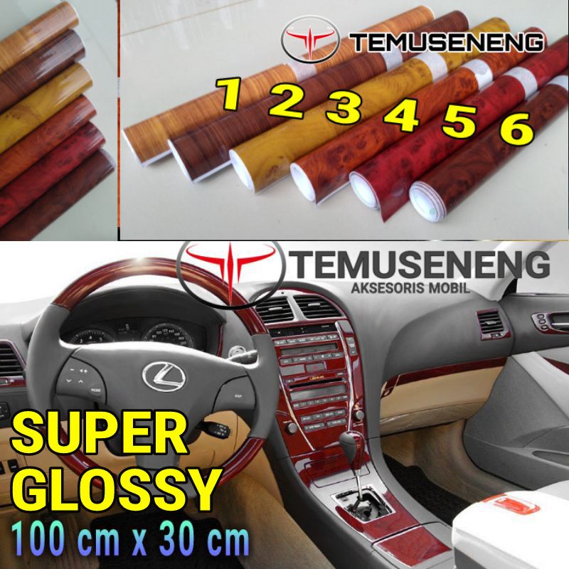 KAYU Car Interior Sticker 100 Cm X 30 Cm Dashboard Wood Grain Motif ...