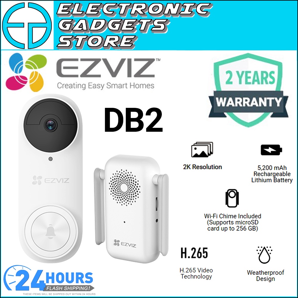 EZVIZ DB2 PRO 5MP 3K 2K 3MP 5200mAh Rechargeable Battery Powered Smart ...