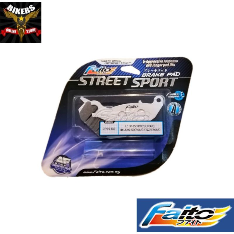 FAITO Motorcycle Racing REAR Disc Brake Pad Sport Model DPSS-132 ...