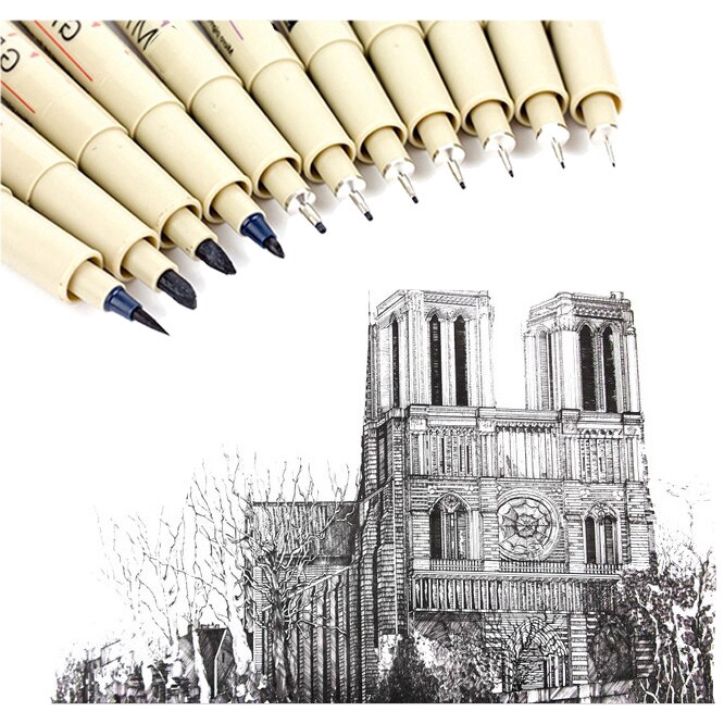 Ginflash 0.05~1cm Japan needles pen Professional drawing fiber sketch ...