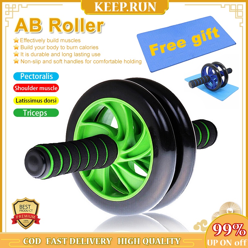 Double Wheel Roller Abdominal Muscle Workout Fitness Wheel with Knee ...