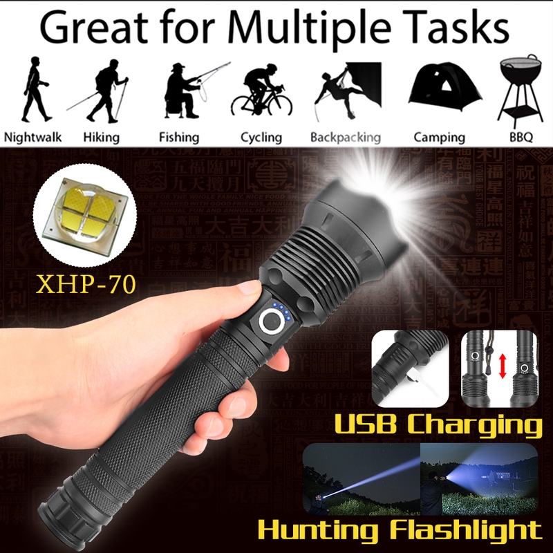 52000 lumens Lamp xhp70 most powerful flashlight Zoom led xhp50 torch ...