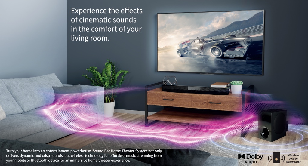 Sharp 2.1ch Sound Bar with Wireless Subwoofer (210w) HT-SBW125 ...
