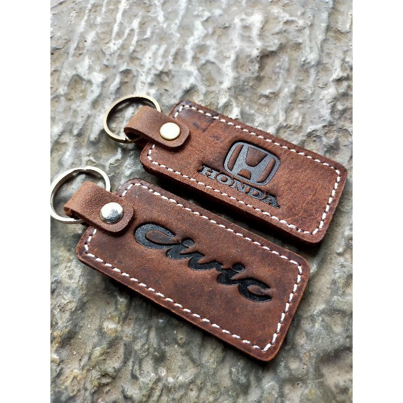 GANTUNGAN Genuine Cow Leather Honda Civic Keychain Car Accessories ...