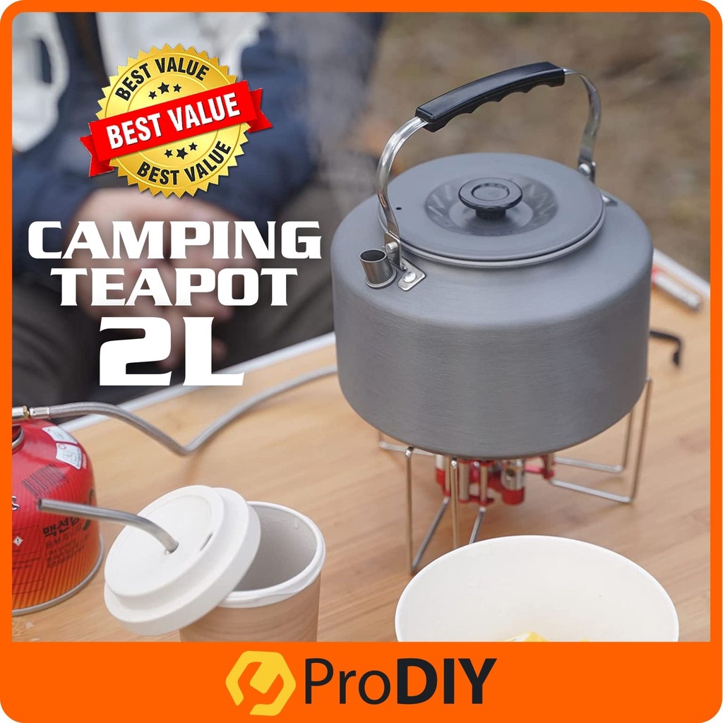 2 Liter Camping Teapot Large Camping Kettle Lightweight Portable Teapot ...