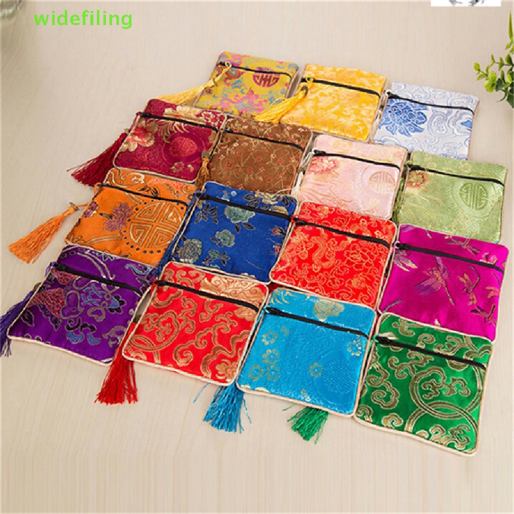 widefiling 1PC Silk Jewelry Chinese Coin Tassel Zipper Pouch Bags ...