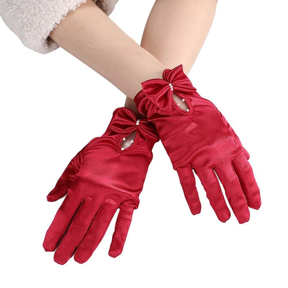 AUGUSTINE Wedding Bridal Gloves Women Korean Red Bridal Prom Dinner ...