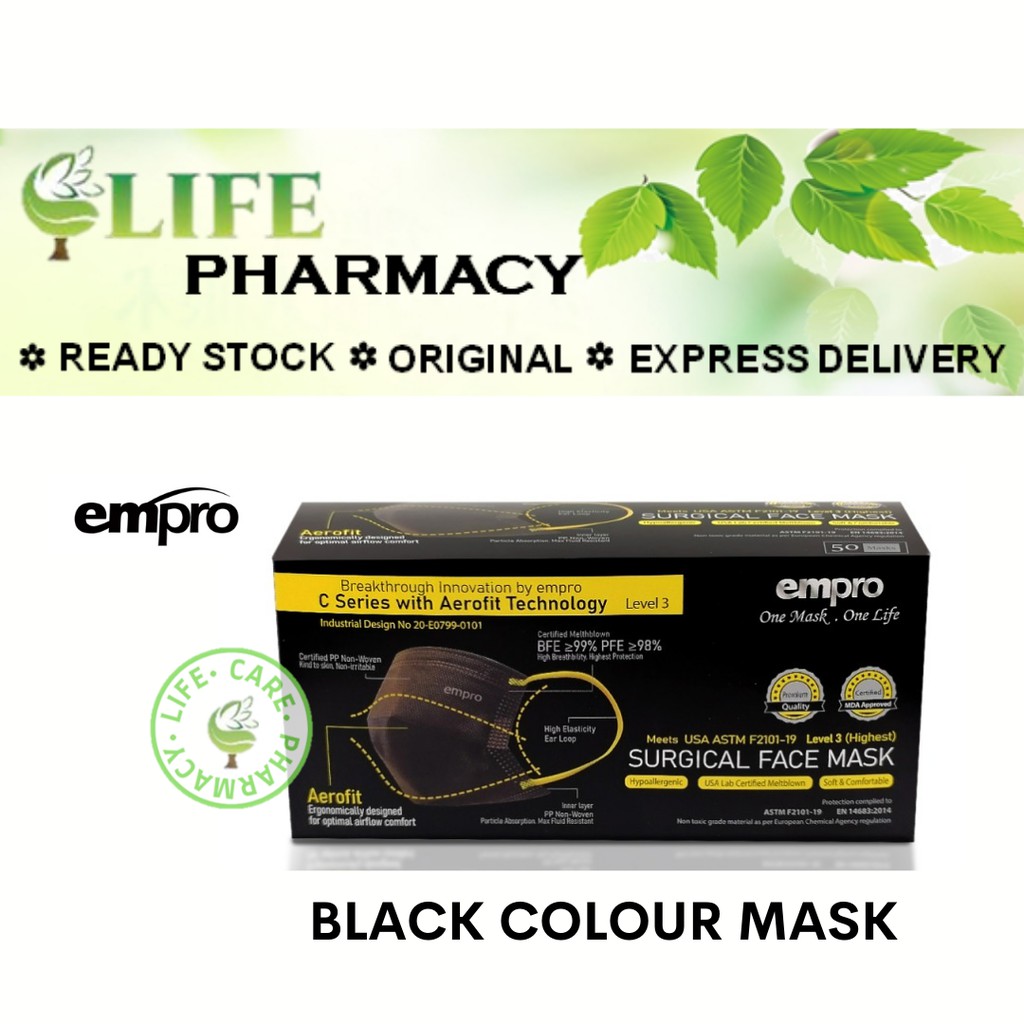 Empro Aerofit Tech ASTM Level 3 C Series (BLACK) 50pcs/box | Shopee Malaysia