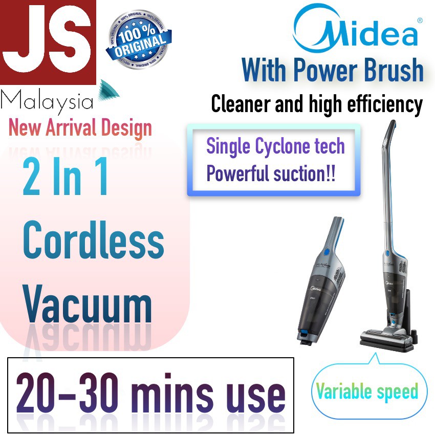 Midea Cordless Vacuum Cleaner 2 in 1 Design with Power Brush MVC-15P ...