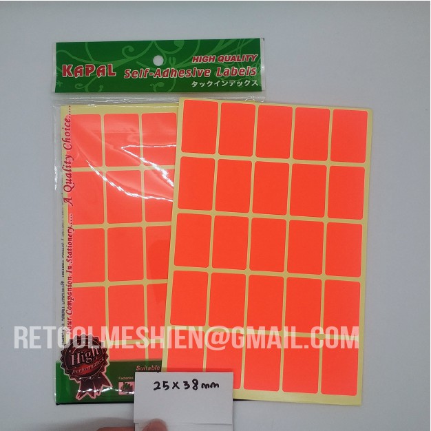 10sheets Rectangle Self Adhesive Label Sticker Florescent/Pelekat Segi ...