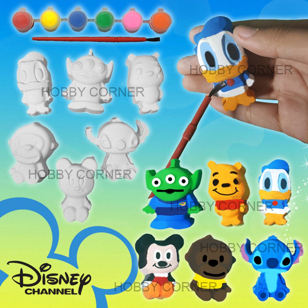 Disney Pooh mickey stitch alien figures cute kids DIY paint art ...