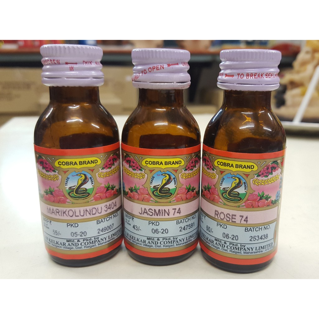 Cobra Brand Attar (25ml) - Rose/ Jasmine/ Marikolundu/ Sandal | Shopee ...