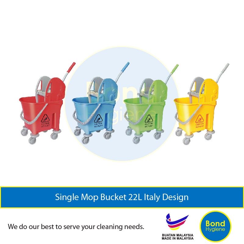 22 Liter Baldi Mop dengan Pemeras dan Roda / Single Mop Bucket 22L ...