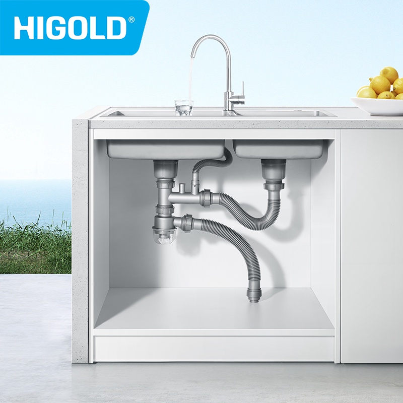 HIGOLD Kitchen Sink Drainer Pipe Set Wash Basin Pipe Sink Sewer ...