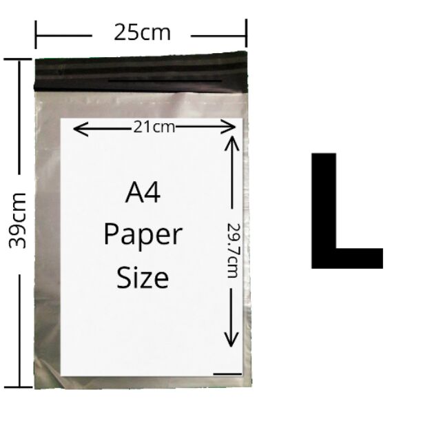 Parcel Bag L Size Silver Grey Courier Bag With Pocket Flyer Poly Mailer ...