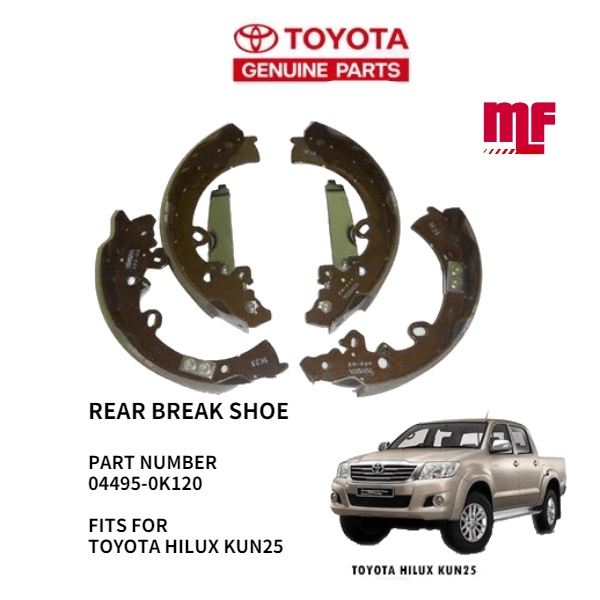 💯TOYOTA HILUX VIGO KUN25 REAR BRAKE SHOES KIT (04495-0K120) | Shopee ...