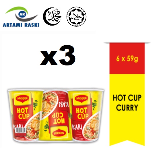 🔥MEGA SALE🔥MAGGI Hot Cup Curry (59g x 6 Cups x 3 Packets) | Shopee Malaysia