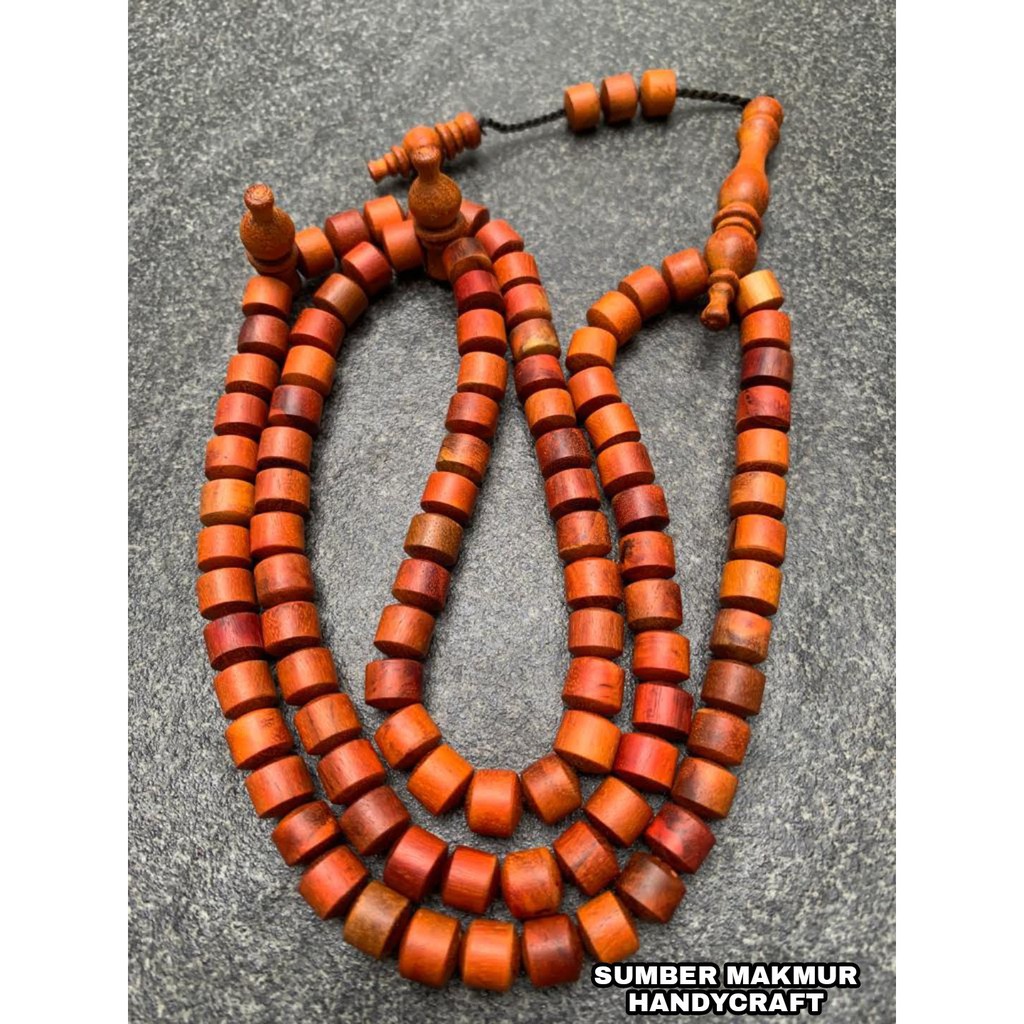 MERAH KAYU Muslim Tasbih 99 Wood SECANG BRAHMA RED Tube model Premium ...
