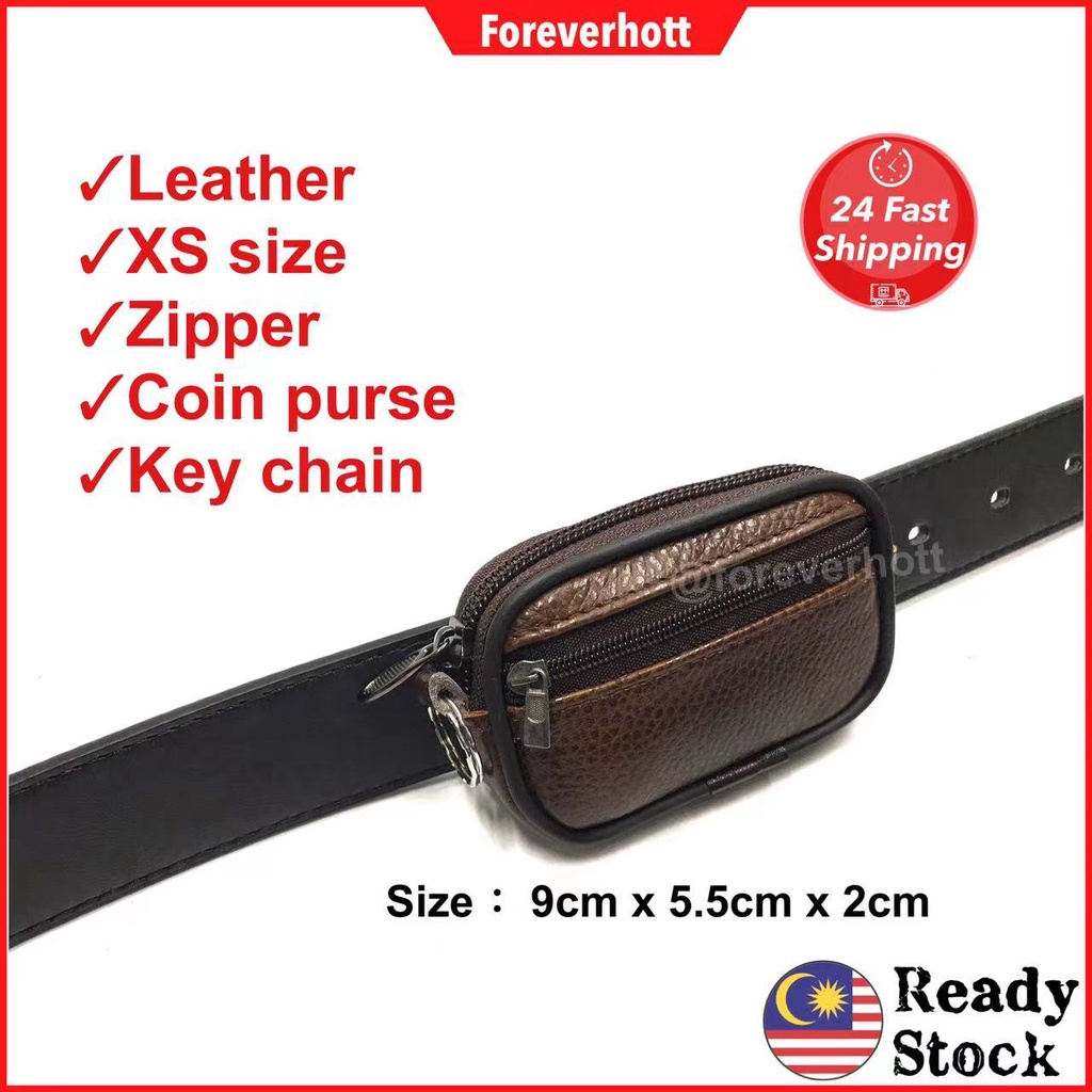 Mini Leather Coin Purse Ring Unisex Zip Holder Small Wallet Kecil Duit ...