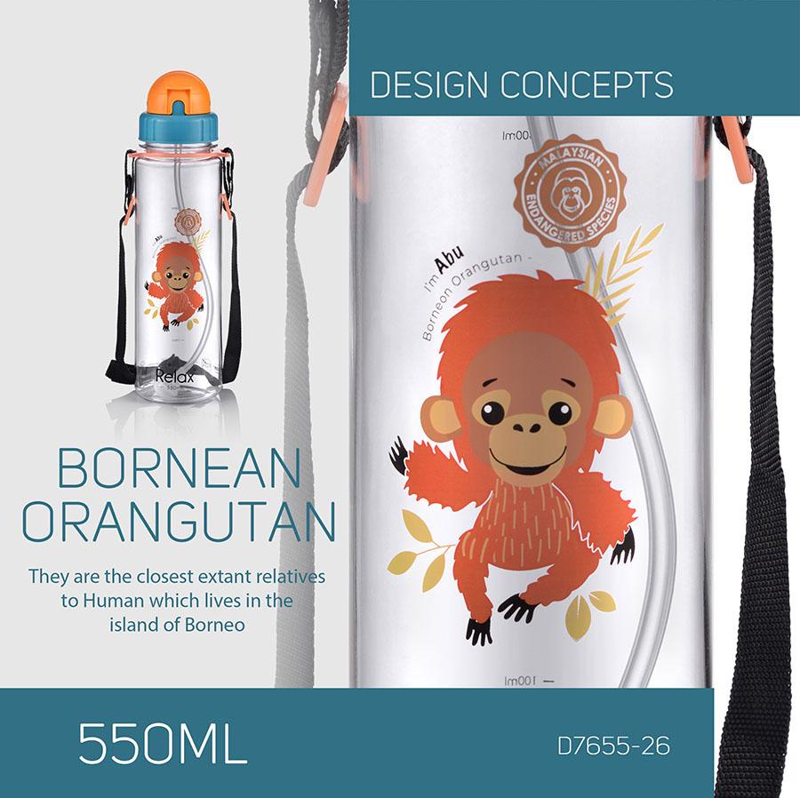 Relax Tritan Kids Cartoon Straw Water Bottle 350ML/400ML/550ML Flip It / Press Lid 儿童吸管水瓶 Botol ...