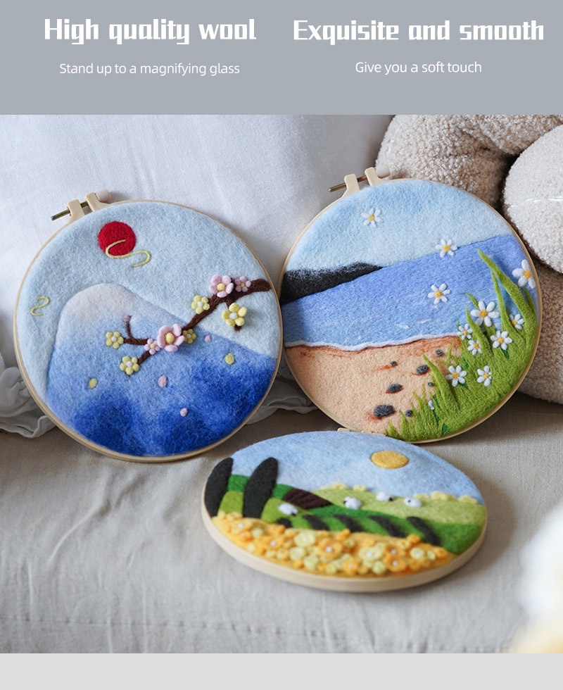 Wool Felt Kit / Needle Felt Kit Embroidery Set / DIY Cross Stitch ...