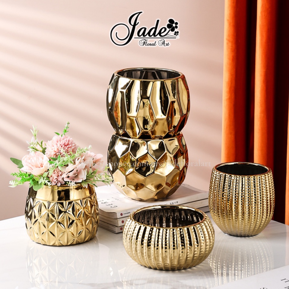 PREMIUM GOLD VASE / CERAMIC VASE / PASU EMAS / METALLIC VASE / PASU ...