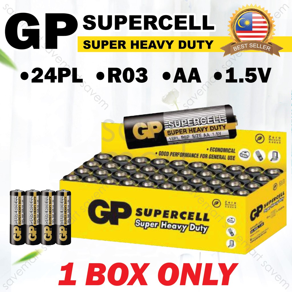 GP SUPERCELL Super Heavy Duty AA 1.5V Battery Batteries 1 BOX ONLY ...