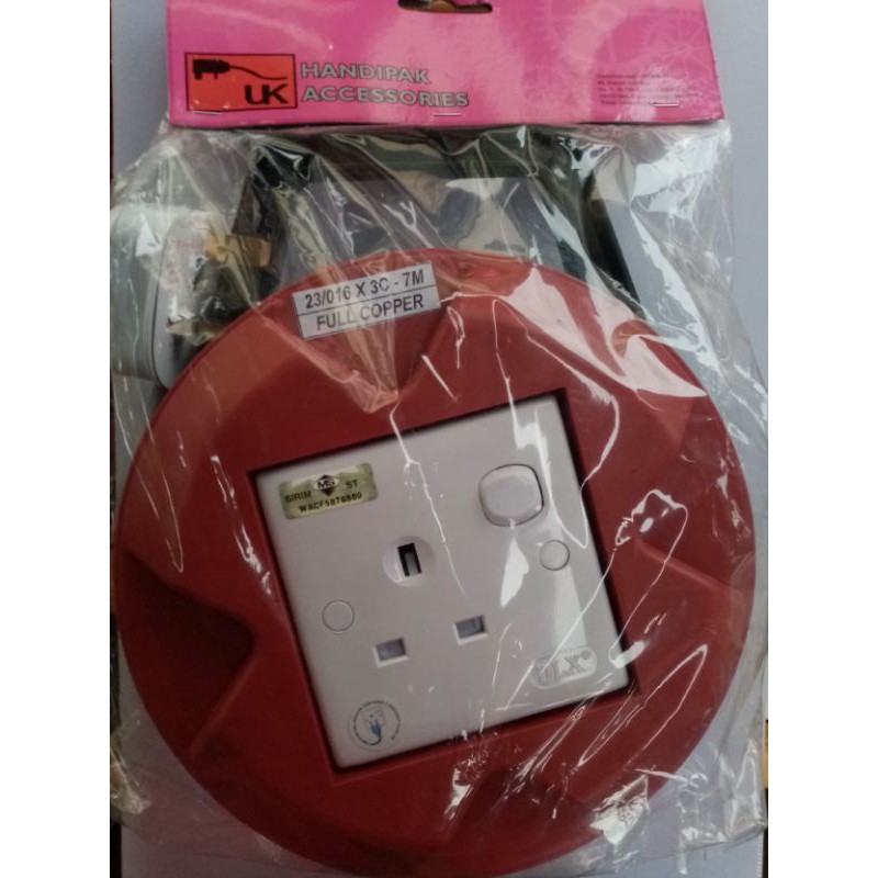 23/016 x 3c FULL COPPER 7 METERS extension wire socket round box ...