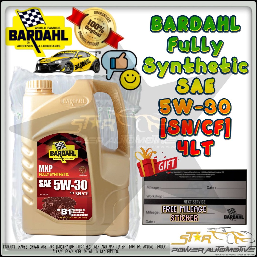 BARDAHL MXP Fully Synthetic Superior Petrol Engine Oil SAE 5W-30 5W30 SN/CF 4L 4LT | Shopee Malaysia