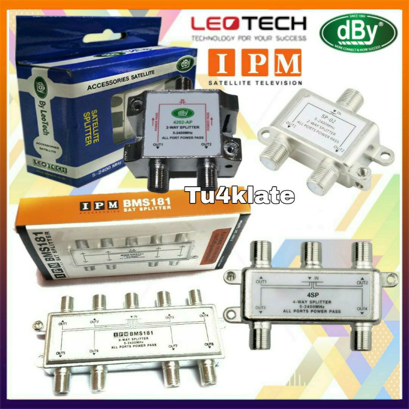 SPLITTER 2 4 8 WAY IPM / LEOTECH dBy 4202-AP ALL PORT POWER PASS SAT/ANT SMATV 5-2400MHz MYTV ...