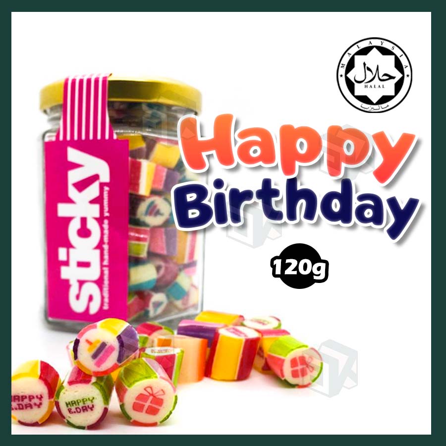 STICKY CANDY Gula-Gula HALAL Thank You / Happy Birthday / I Love You ...