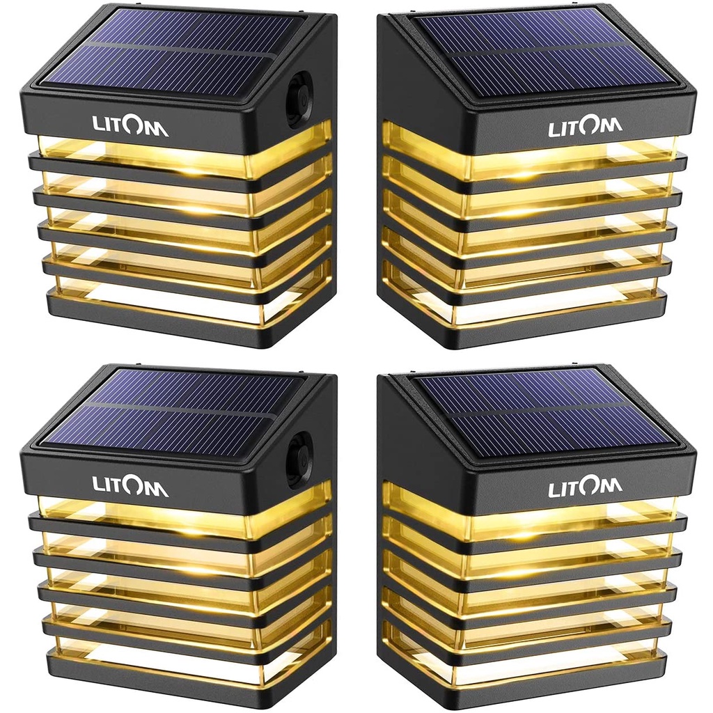 4/8 Packs LITOM Solar Fence Lights 2 Optional Modes Waterproof Solar ...