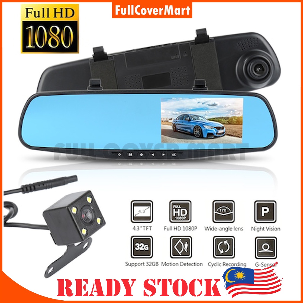 (CAR5) Car Mirror Dash Cam Dual Lens HD Car DVR Rear View Mirror 1080P ...