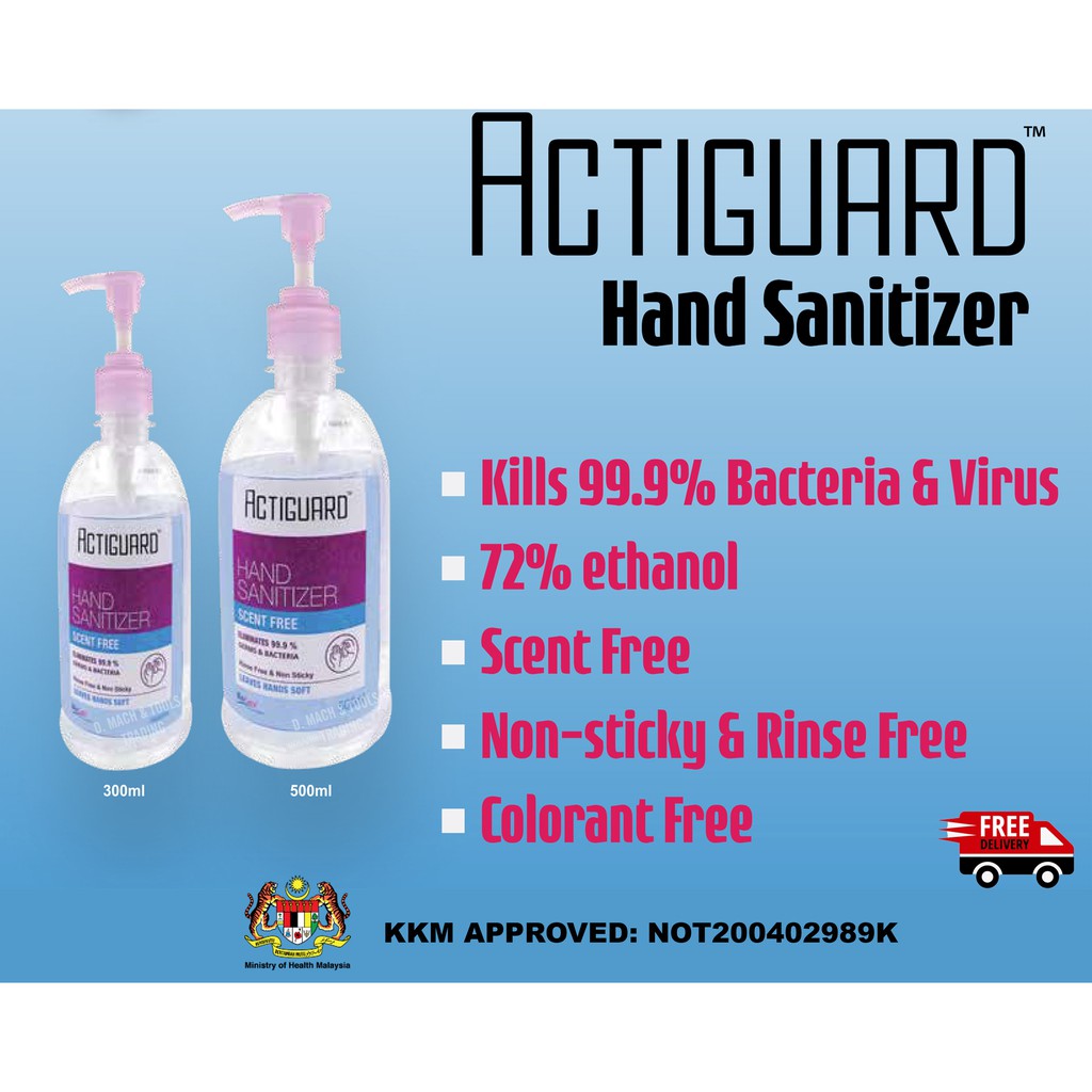 ACTIGUARD 500ML 72% ETHANOL SCENT FREE HAND SANITIZER (GEL TYPE ...