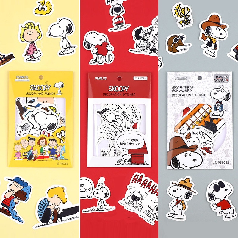 Peanuts Snoopy Coated Paper Sticker for Decoration Woodstock Charlie ...