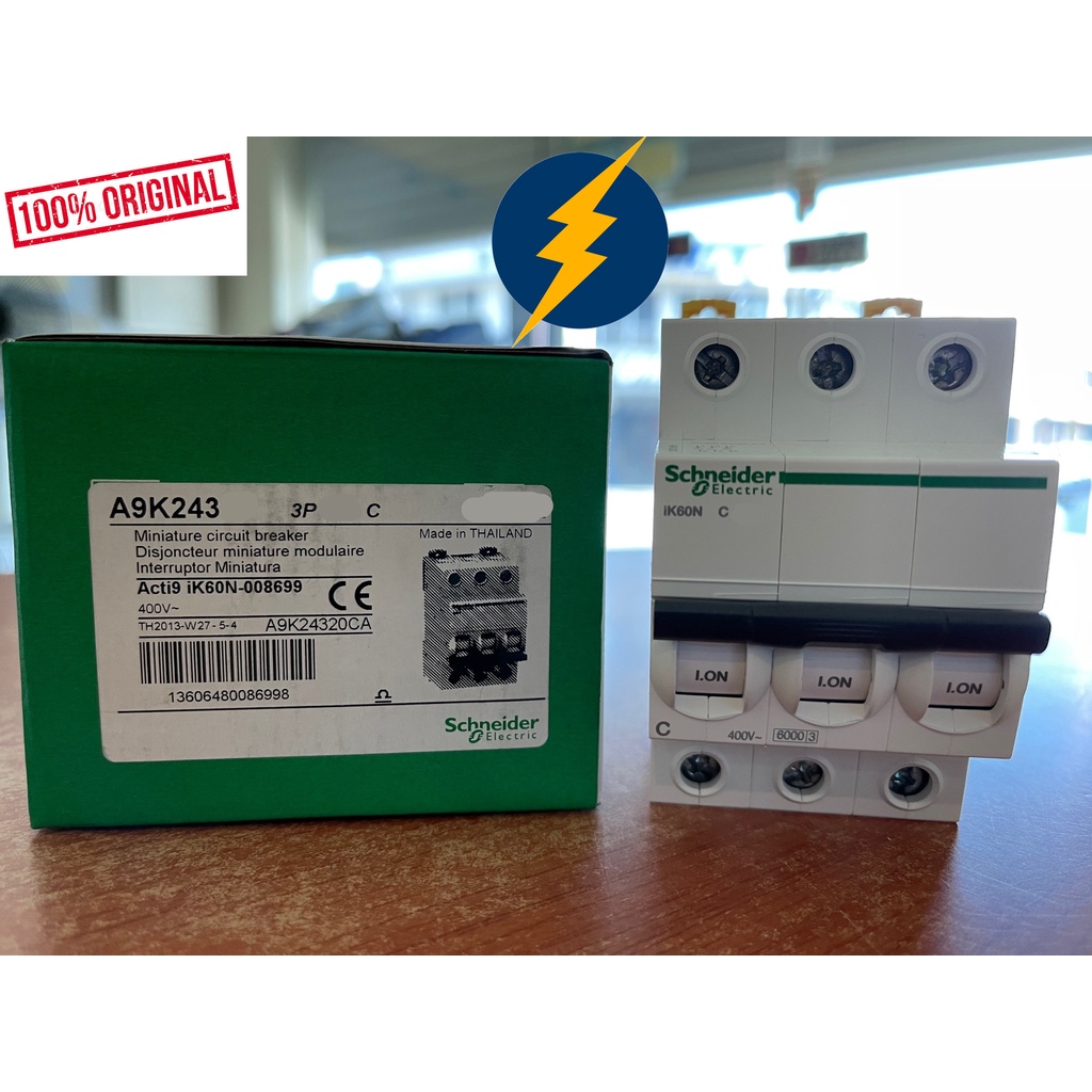 Schneider MCB iK60N series 3 Pole A9K24306 A9K24310 A9K24316 A9K24320 A9K24332 Miniature circuit ...