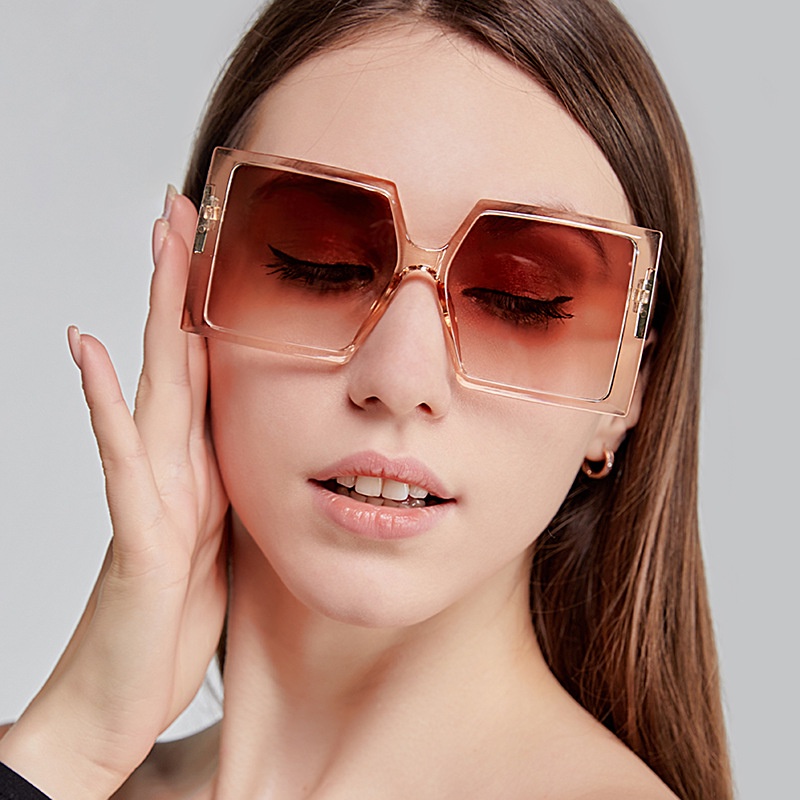 Vintage Brand Sqaure Sunglasses Women Men Oversized Brown Eyewear