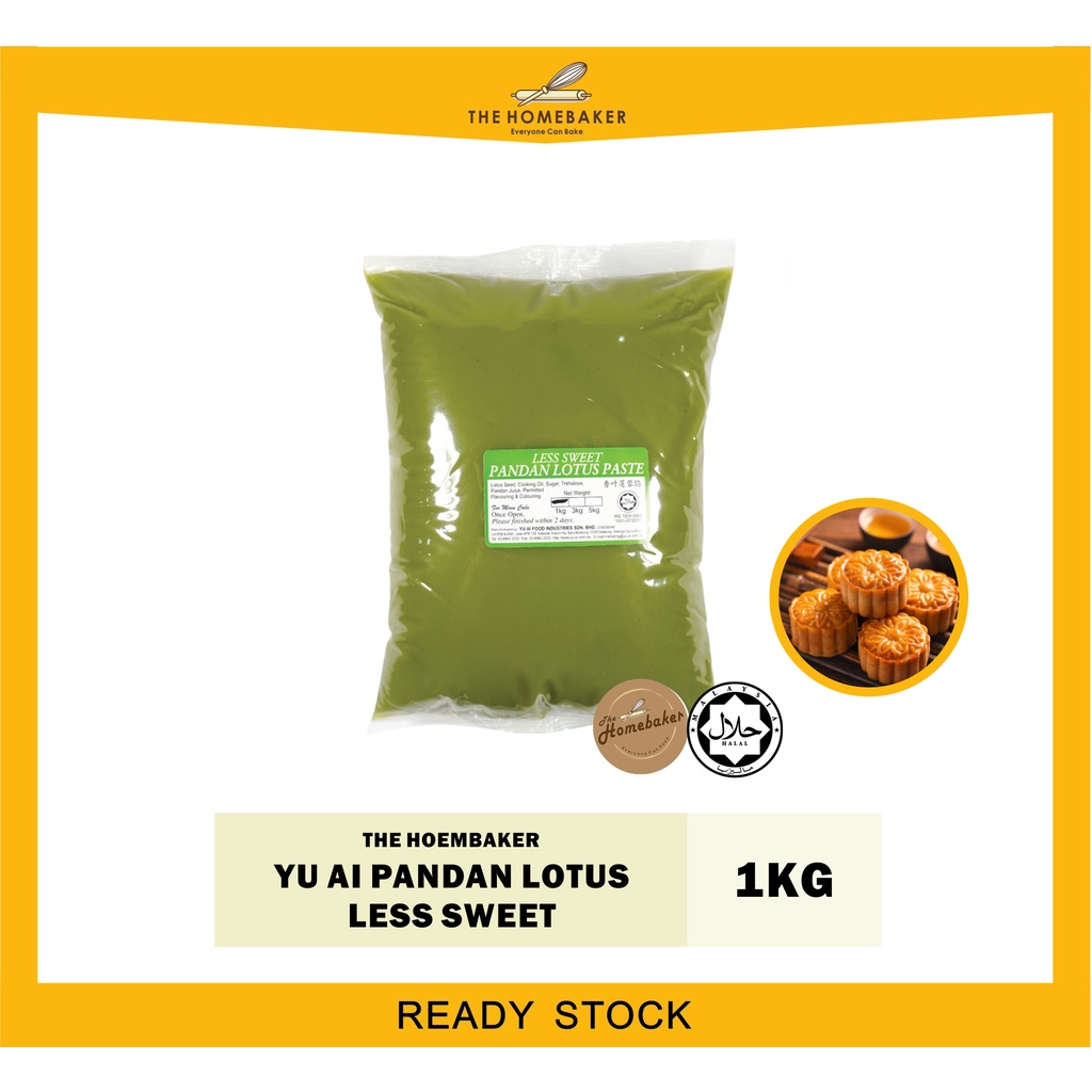 Yu Ai Less Sweet Mooncake Paste 1kg Pure Lotus / Dauyong / Pandan ...