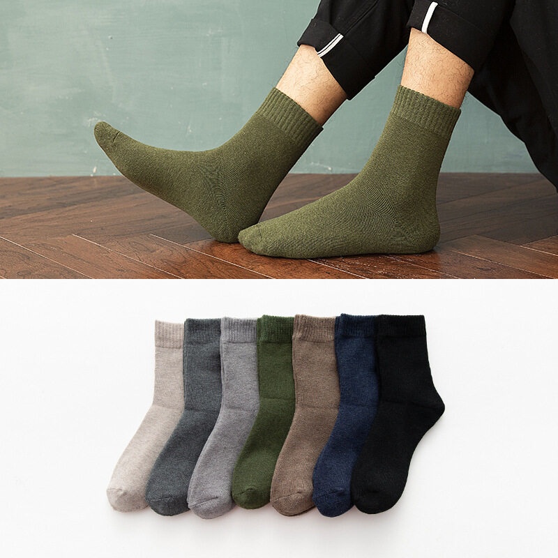 (1 Pair) Men's Thick Cotton Breathable Crew Work Socks Men Office ...