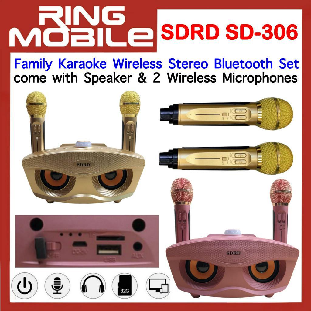 SDRD SD-306 Portable Family Karaoke System Condenser Wireless Stereo Bluetooth Speaker Set with ...