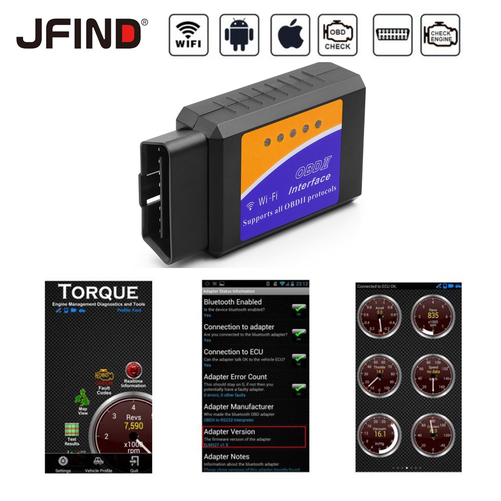 Mini OBD2 ELM327 V2.1 Diagnostic Scanner ELM 327 V1.5 Bluetooth WIFI ...