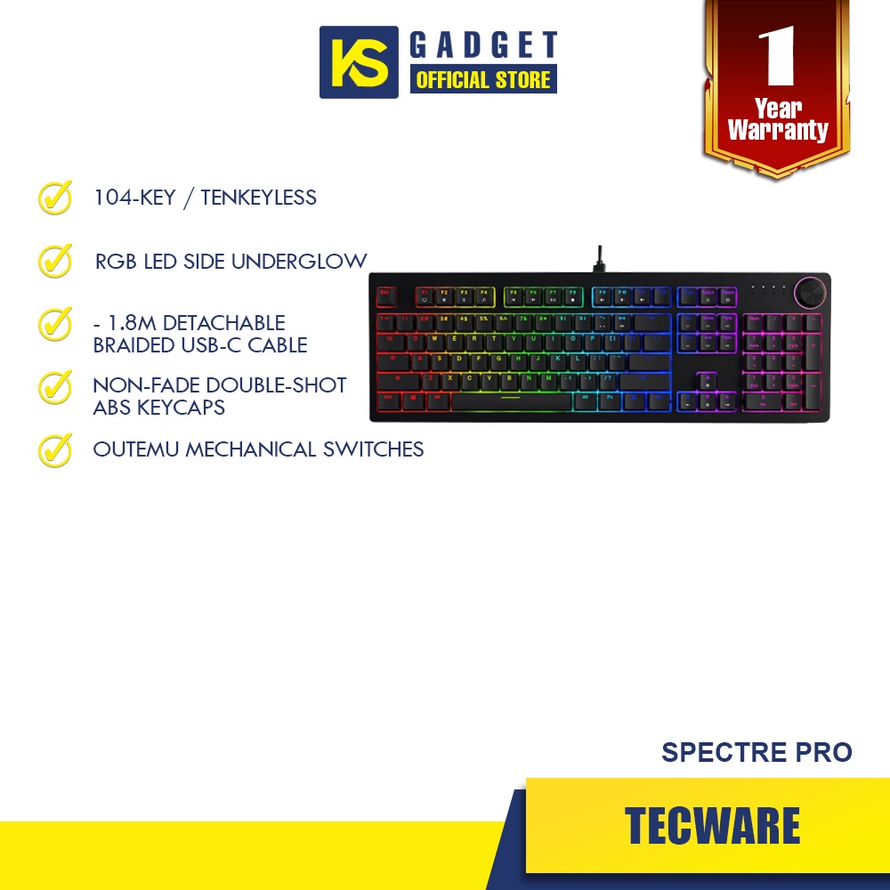 TECWARE Gaming Keyboard Spectre Pro RGB Backlit Mechanical Keyboard ...