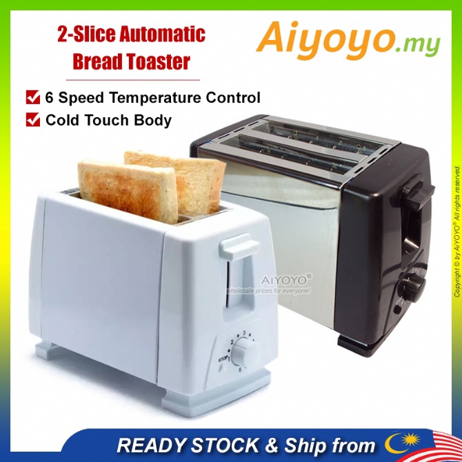 2 Slice Automatic Bread Toaster Pop Up Toaster Double Sided Electric ...
