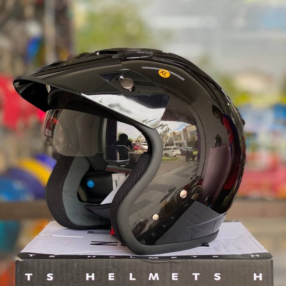 Zeus Helmet ZS381 Metallic Black Retro Look New 2021 | Shopee Malaysia