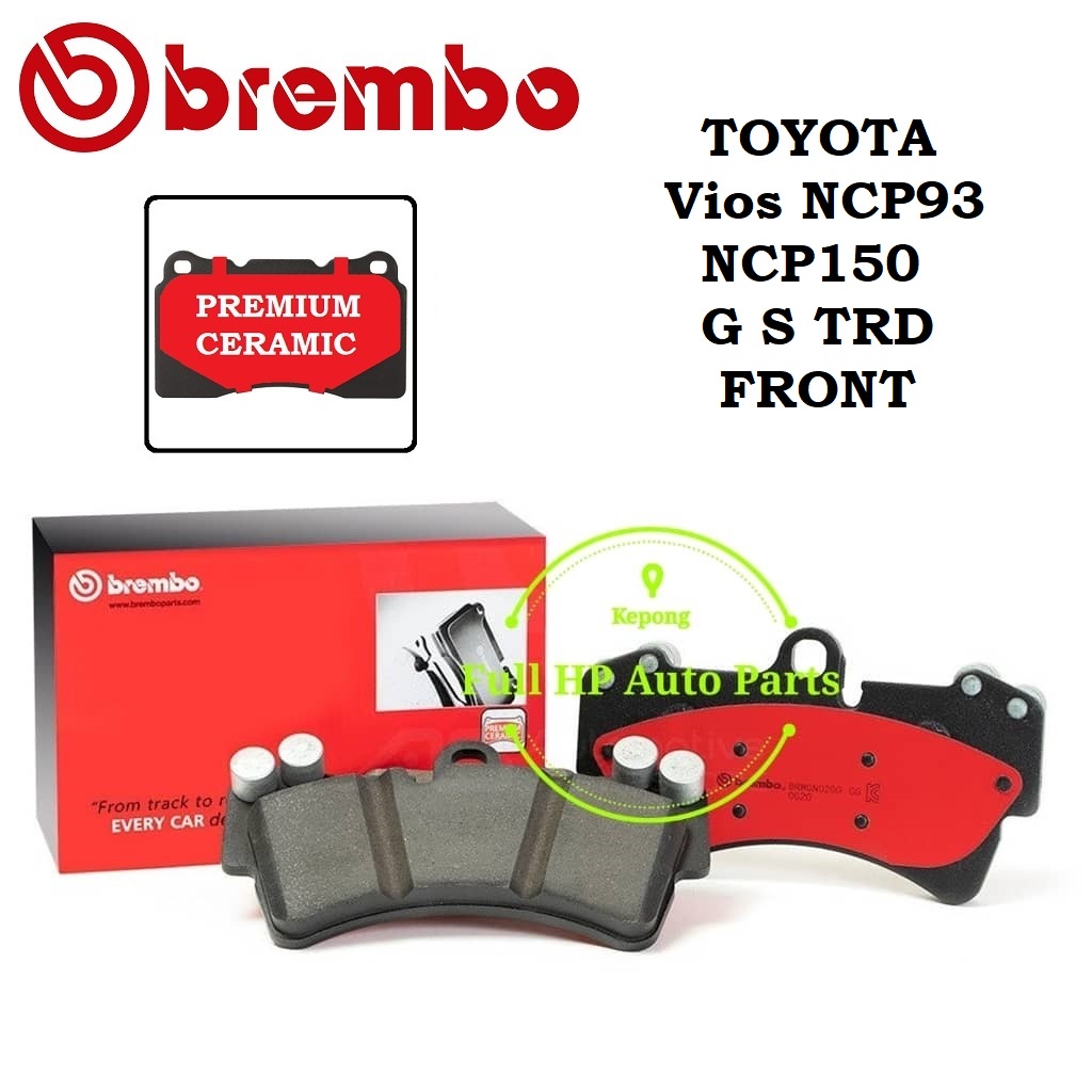 BREMBO NAO Front Brake Pads - Toyota Vios NCP93 NCP150 G S TRD Spec ...