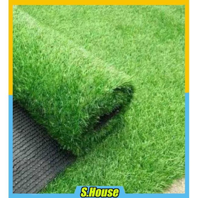 [1M Area] 25MM Green Artificial Synthetic Fake Grass Decoration Plastic ...