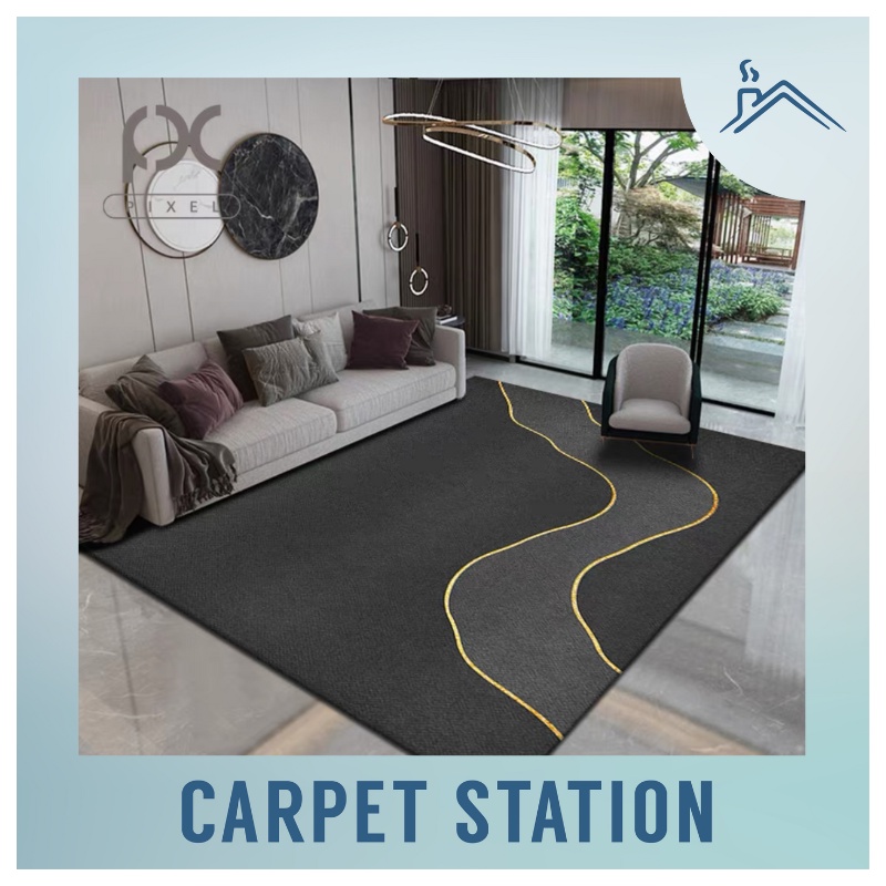 Simple Luxury Plain Art Design Karpet Velvet Hiasan Ruang Tamu Home ...